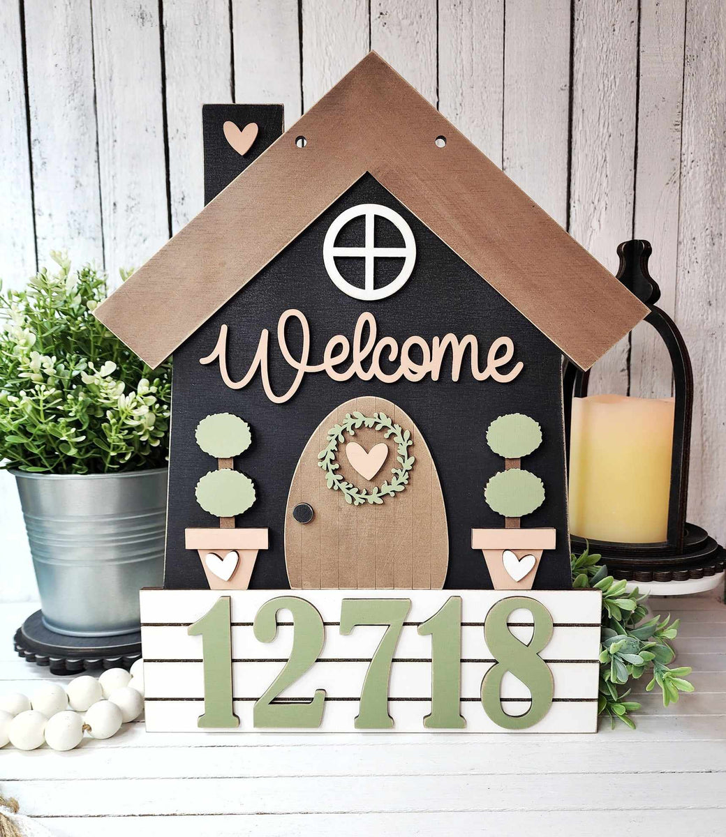 Welcome House with address numbers – Stacy B Creations